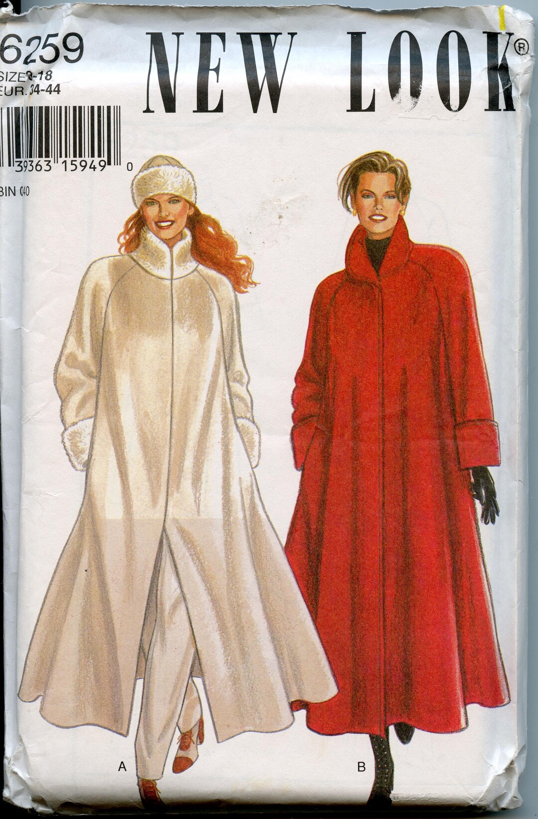 Loose Maxi Length Coat Sewing Pattern - Vintage Coat Pattern, Standing ...