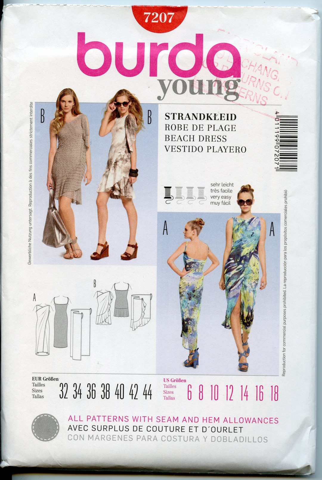 Misses Wrap Beach Dress Sewing Pattern Wrap Cocktail Dress Pattern Size ...