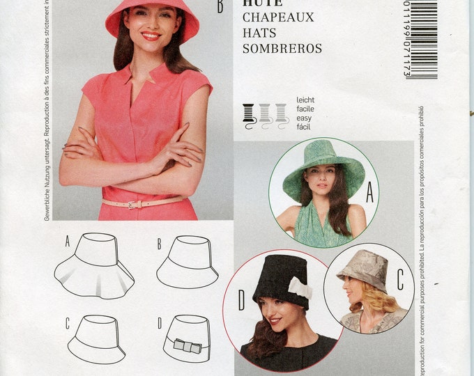 Misses Hat Sewing Pattern - Wide Brim Hat Pattern, Bucket Hat Pattern ...