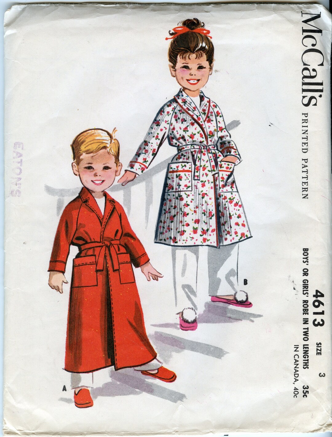 1950s Boys or Girls Robe Sewing Pattern Kids Robes in Two Lengths Size ...