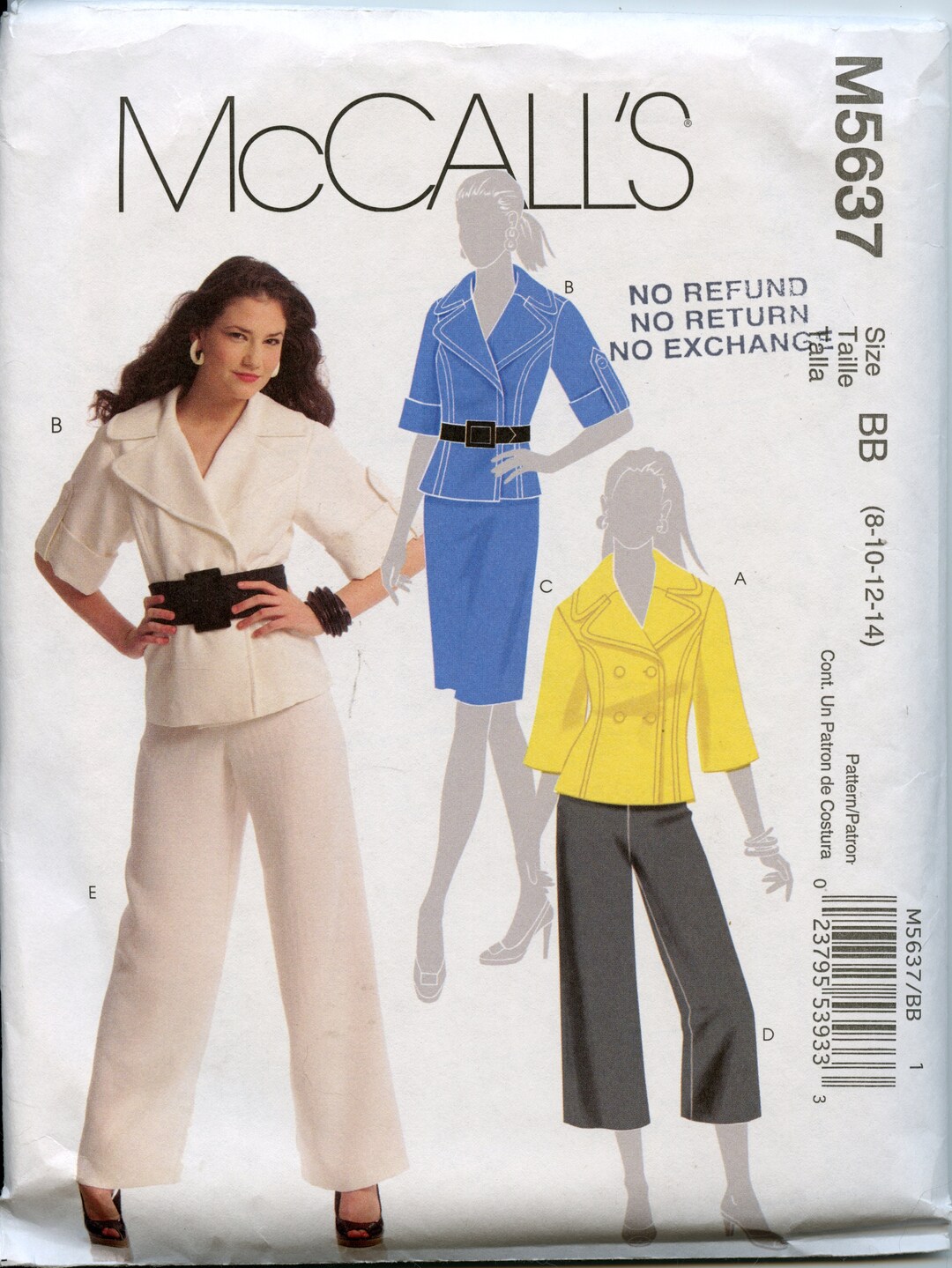Misses Double Breasted Lined Jacket Sewing Pattern - Darted Skirt and ...