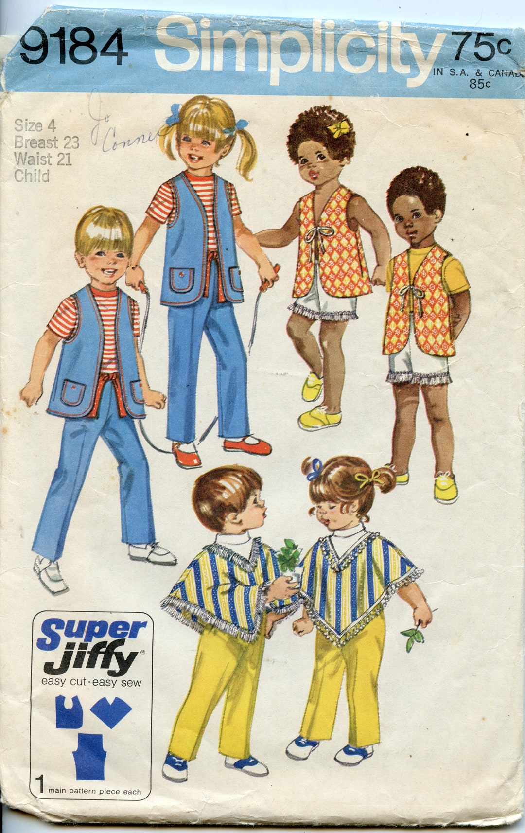 Super Jiffy Kids Poncho Sewing Pattern - Child's Pants Pattern and ...