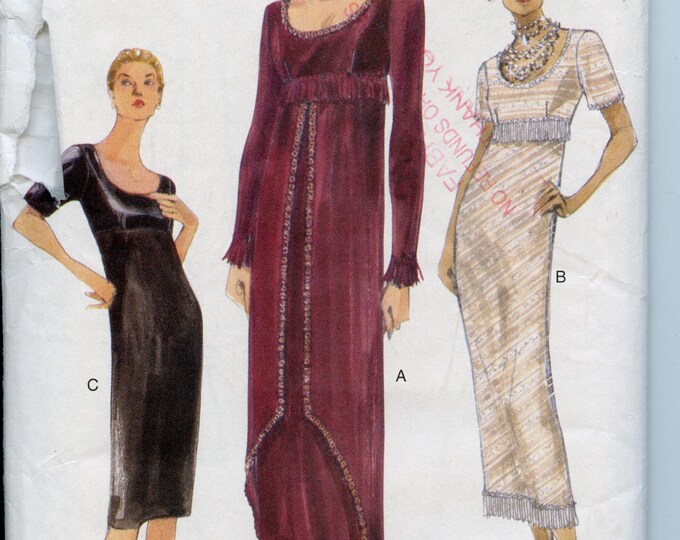 90s Does 1910s Titanic Dress Sewing Pattern - Lined Empire Waist Dress - Size 12 14 16 Vogue ...