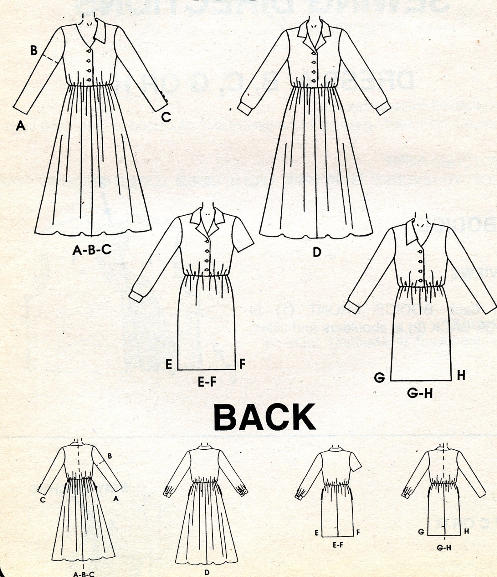 Women's Button Front Dress Pattern Gathered at Waist - Etsy Canada