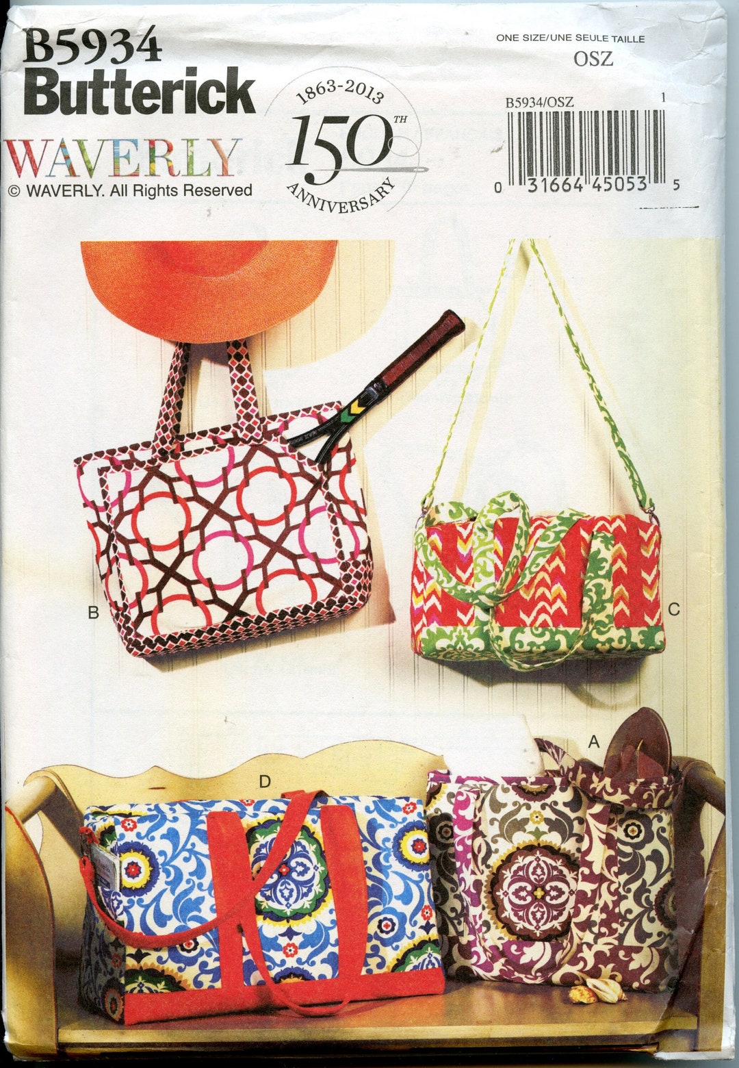Waverly Lined Tote Bag Sewing Pattern Duffle Bag Sewing Pattern ...