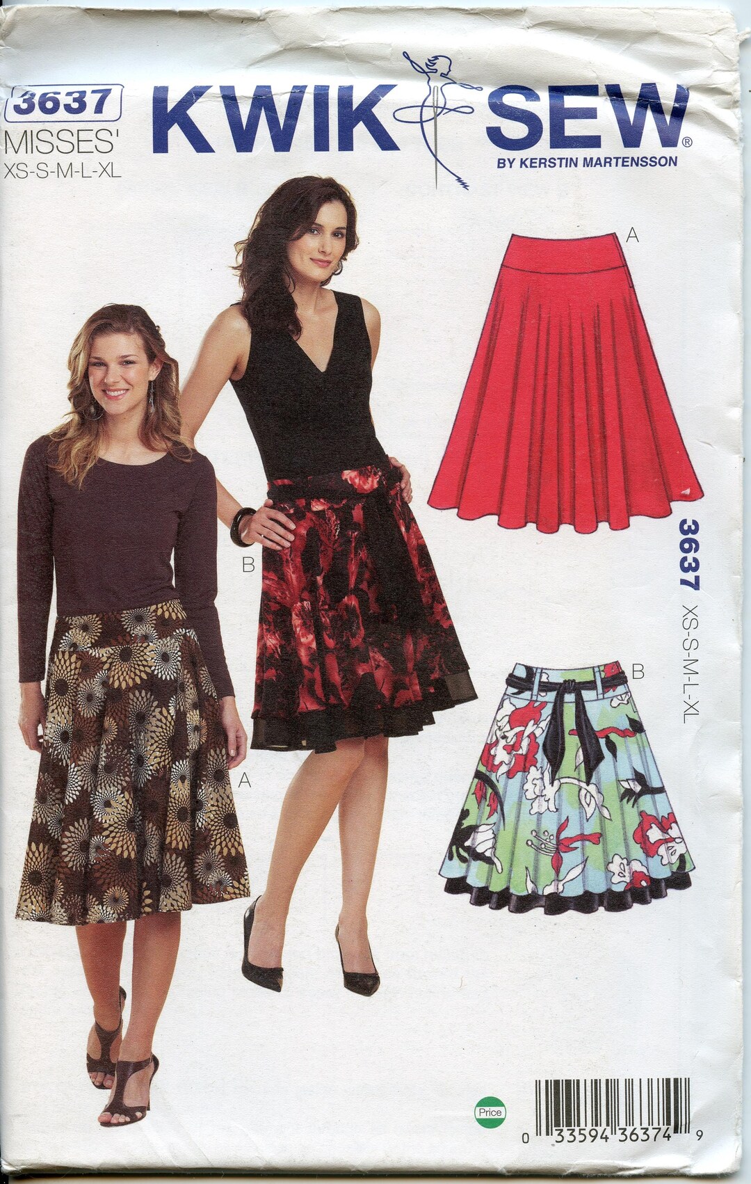 Misses Circle Skirt Sewing Pattern - Below Waist Circular Skirt Pattern ...
