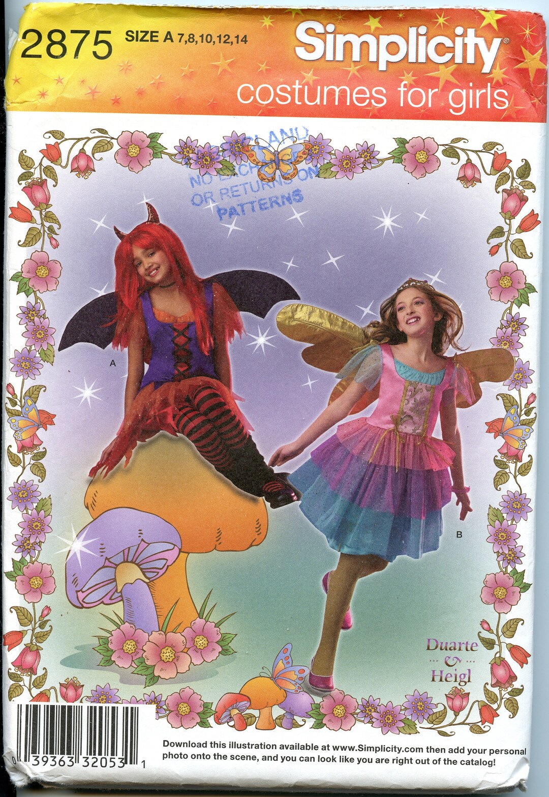 Girls Fairy Costume Sewing Pattern Devil Bat Girl Costume Pattern by ...