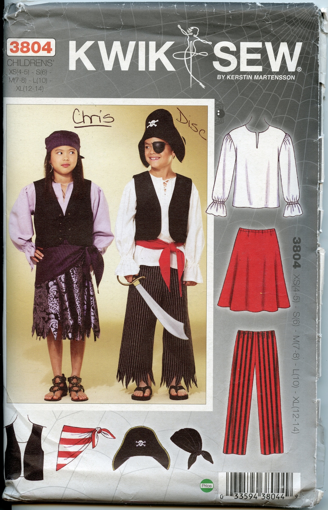 Children's Pirate Costume Sewing Pattern Size XS S M L - Etsy