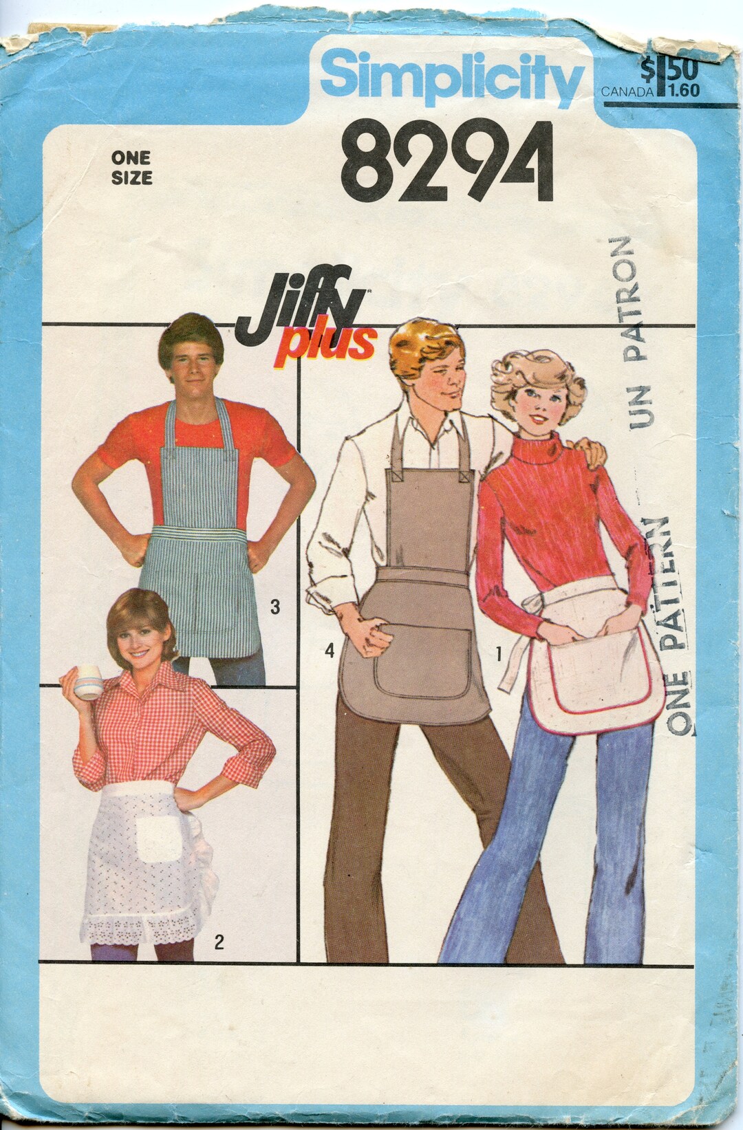 Jiffy Plus Apron Sewing Pattern Half or Full Apron Pattern Size All ...