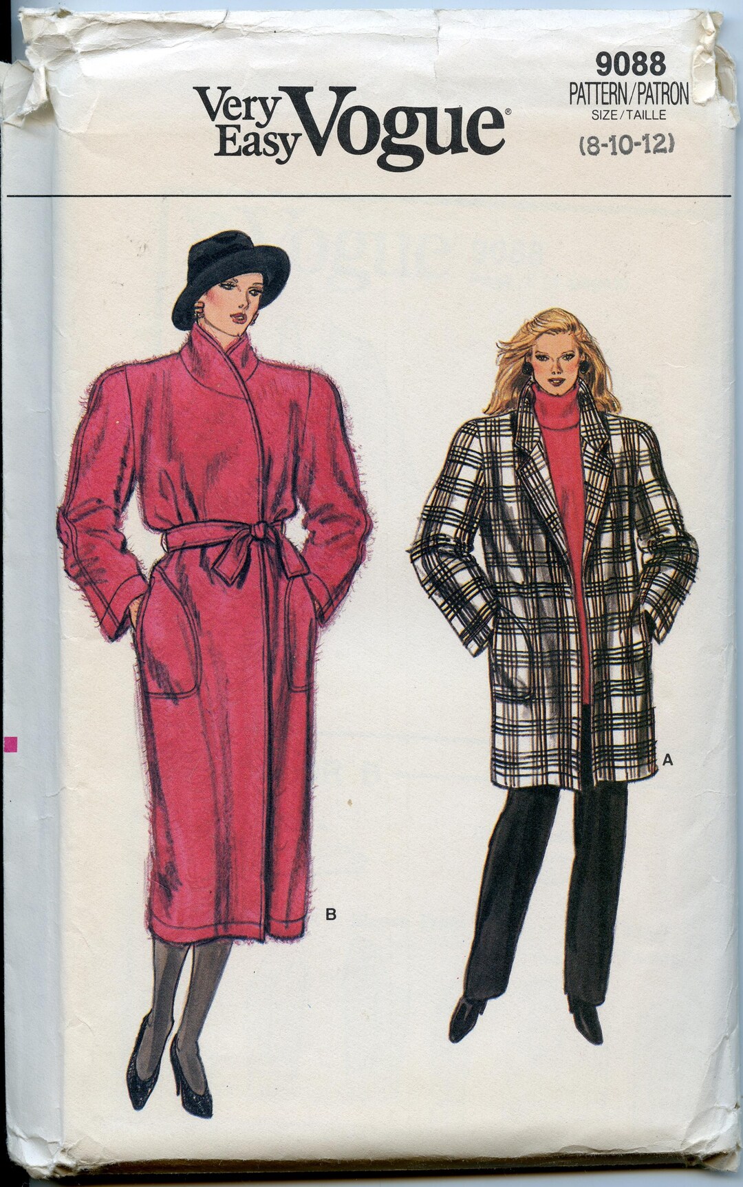 Midi Length Misses Very Loose Fit Wrap Coat Sewing Pattern A-line Coat ...