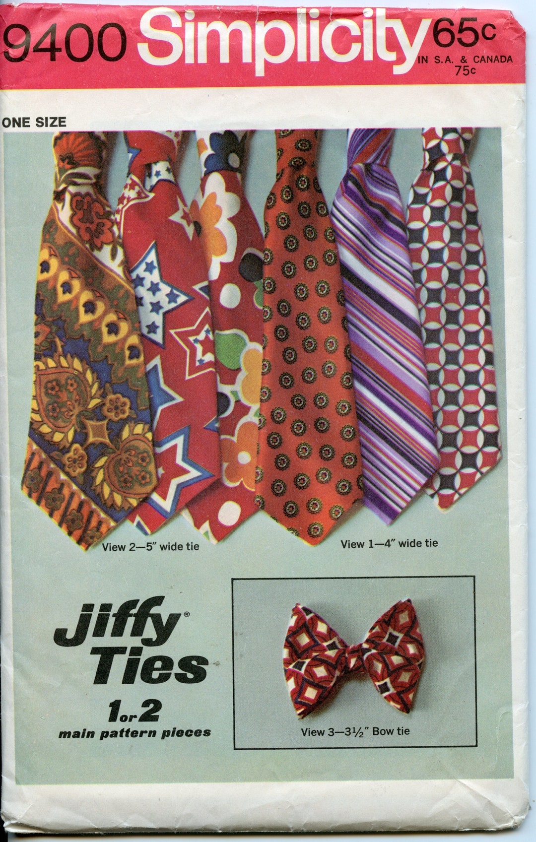 Men's Ties Sewing Pattern Retro Bow Tie Sewing Pattern Simplicity 9400 ...