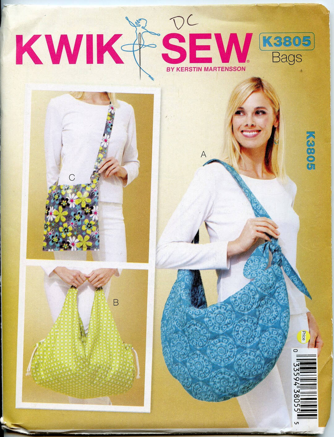 Lined Bags Sewing Pattern Lined Hobo Bag Pattern, Quilted Bag Kwik Sew ...