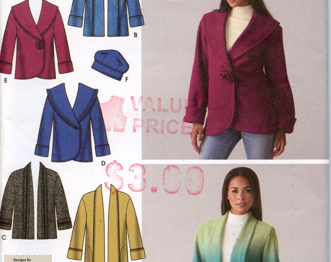 Misses Jacket Sewing Pattern Open Front Jacket Pattern Size 6 to 24 XS ...