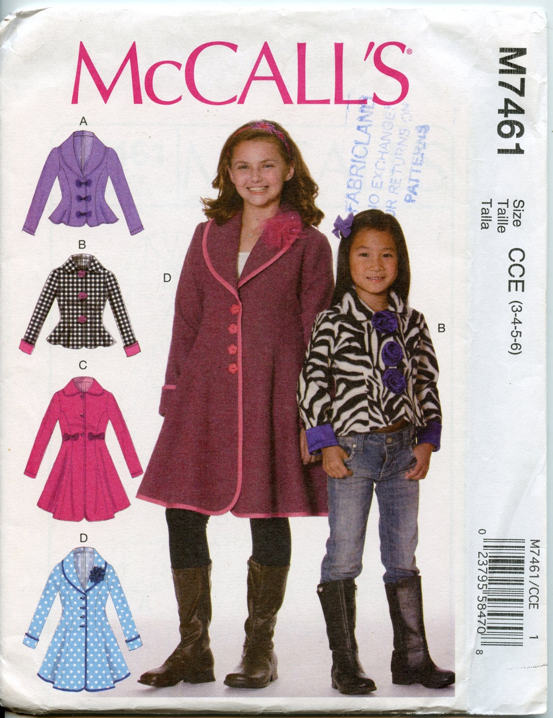 Princess Seam Children's Coat Sewing Pattern Fit and Flare Style Jacket ...