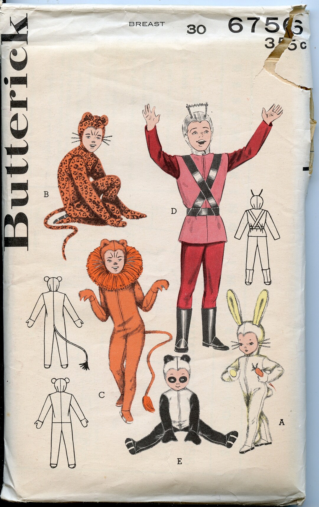50s Space Suit Costume Vintage Sewing Pattern Bunny Lion - Etsy