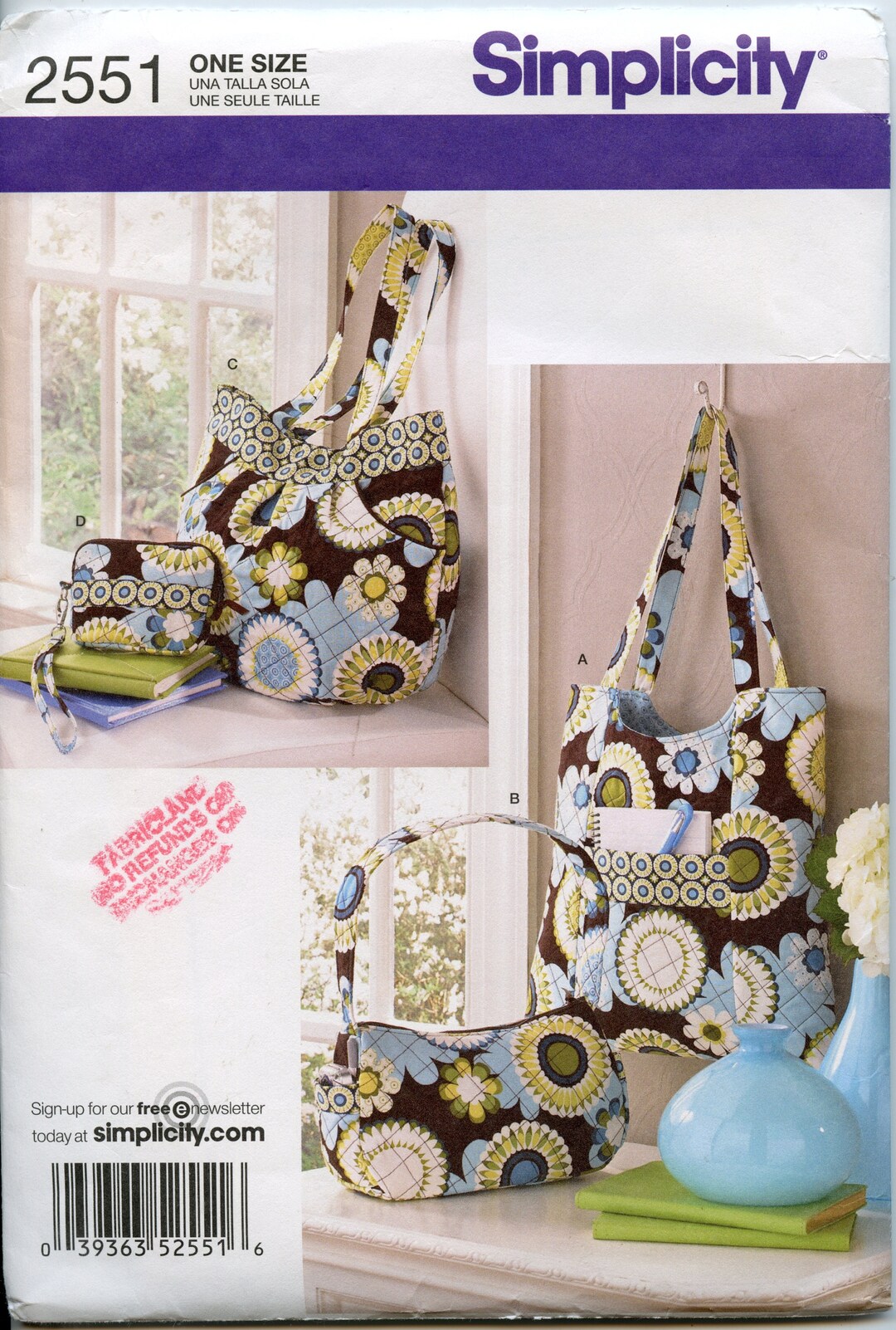 Pre-quilted Fabric Bag Sewing Pattern Tote Bag Sewing Pattern, Small Purse Pattern, Small Zipped ...