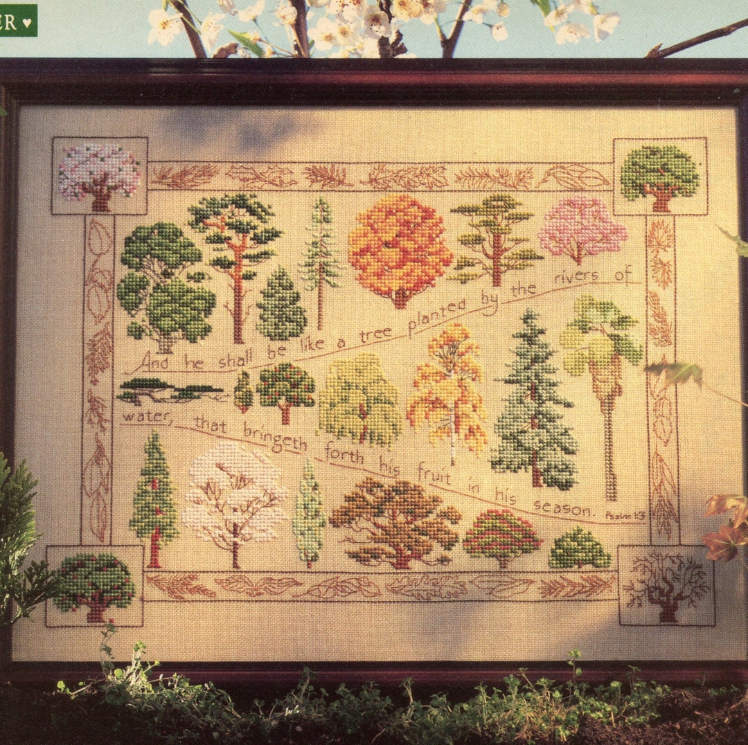Large Tree Scene Cross Stitch Pattern Pine Maple Fir Elm - Etsy