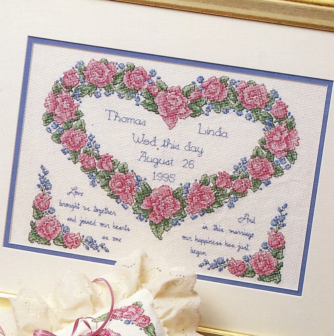 Wedding Date Cross Stitch Pattern Hearts of Roses Charted - Etsy Canada