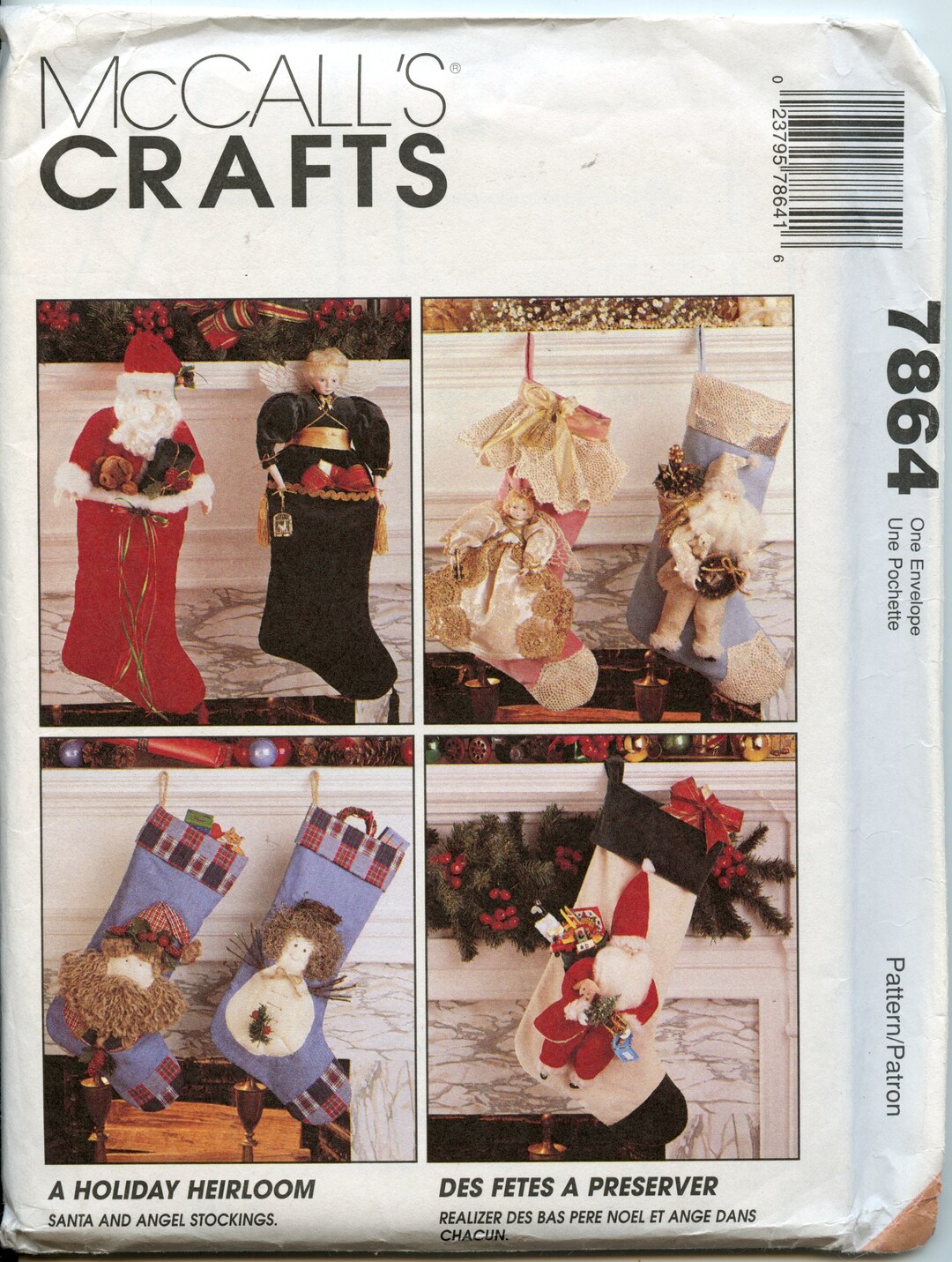 Santa and Angel Christmas Stocking Sewing Pattern Christmas Home Decor ...