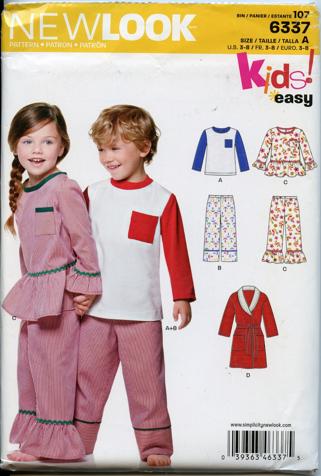 Kids Pajama Sewing Pattern Peplum PJ Pattern Size 3 4 5 6 - Etsy