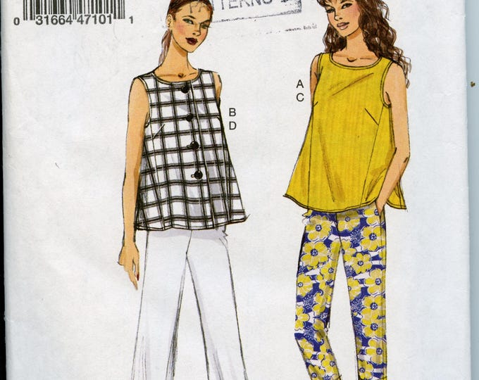 Misses Flared Top Sewing Pattern - Misses Full or Slim Leg Pants - Size ...