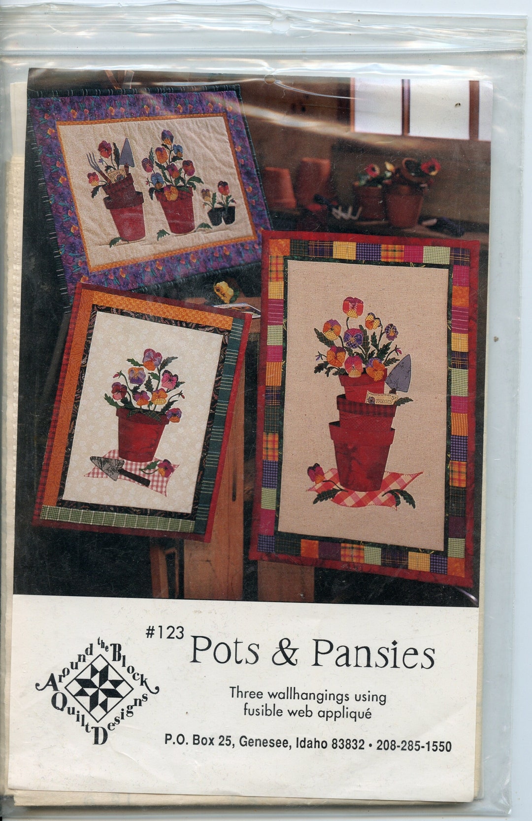 Flower Pots & Pansies Applique Pattern by Around the Block Quilt ...