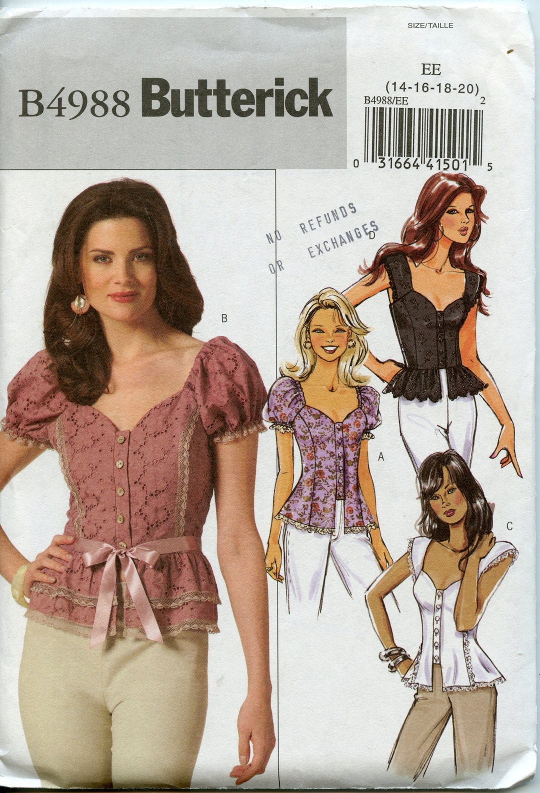 Plus Size Misses Fitted Blouse Sewing Pattern Button up Front, Princess ...
