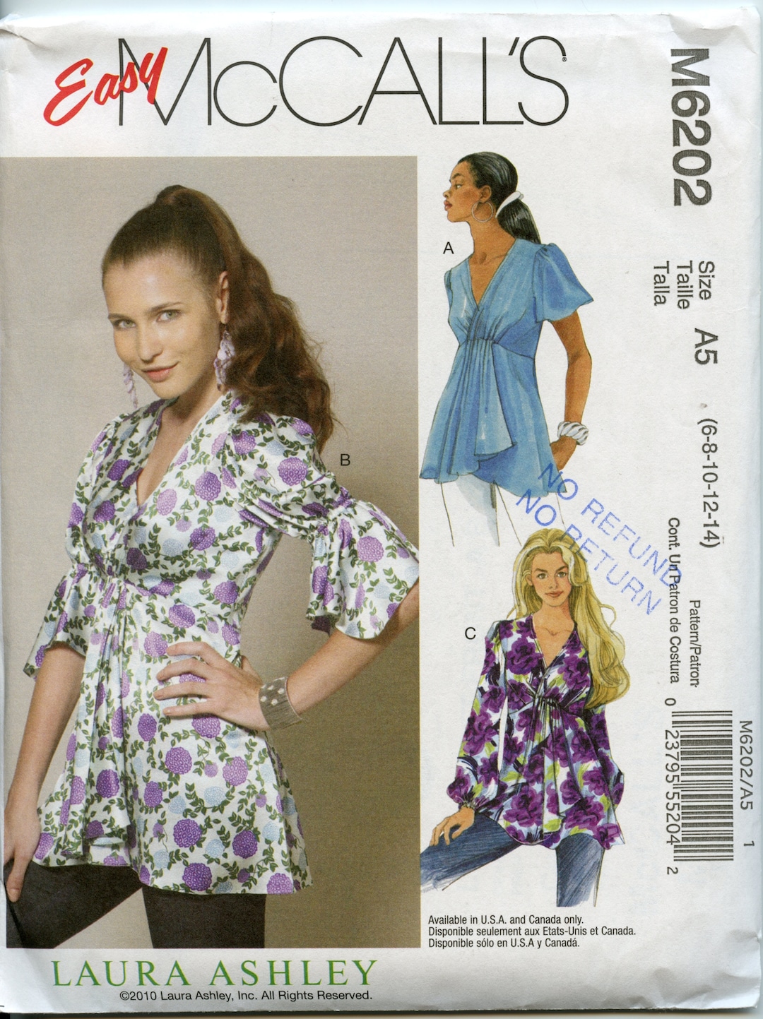 Laura Ashley Fit and Flare Top Sewing Pattern Summer Top Pattern Size 6 ...