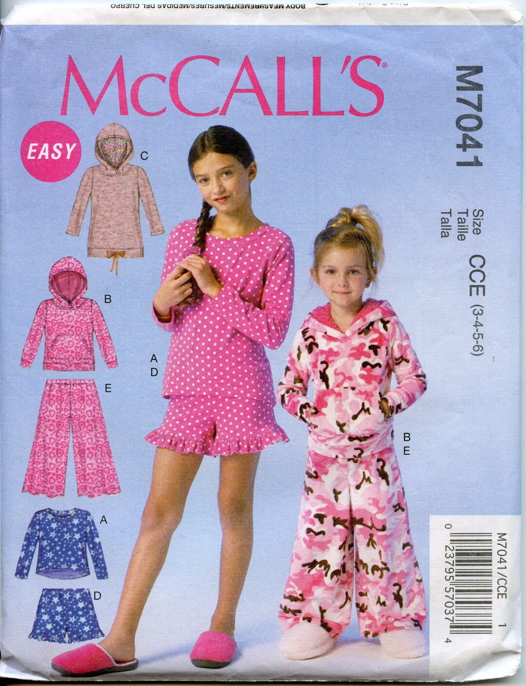 Easy Children's Pajama Sewing Pattern Shorts, Top, Hoodie Top Pattern ...