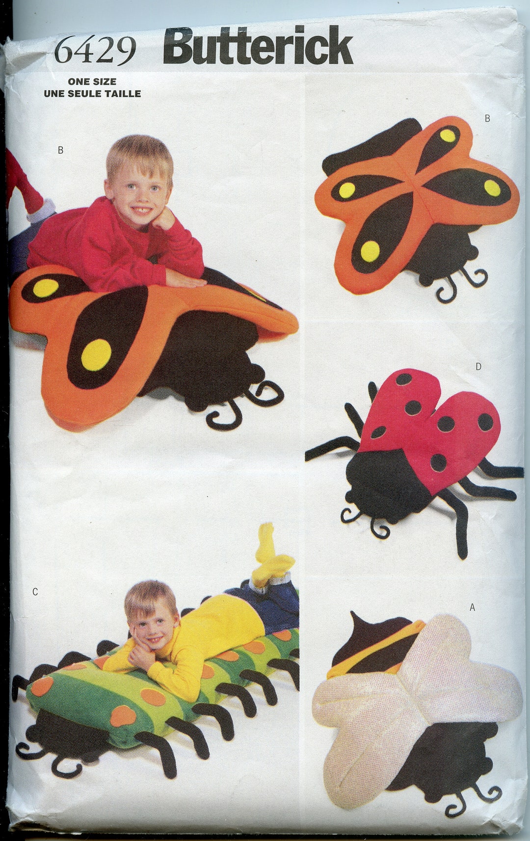 Bug Pillow Cover Sewing Pattern Ladybug Pillow, Butterfly Pillow ...