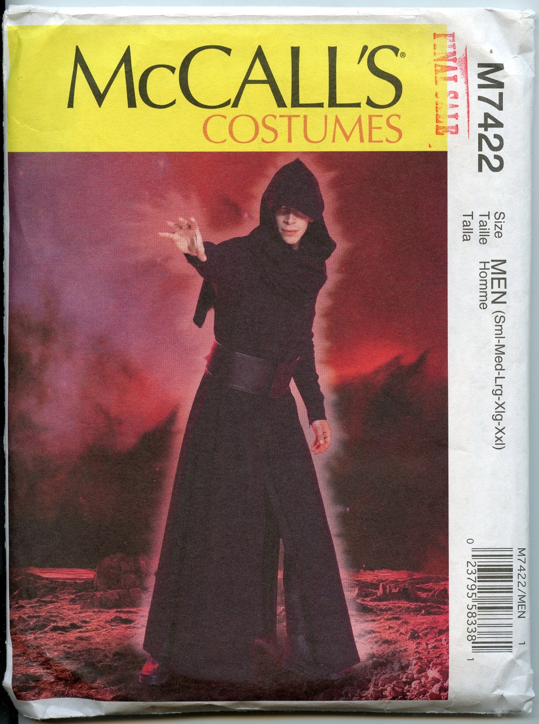 Men's Adult Hooded Robe Costume Pattern Wizard Fantasy Costume Pattern ...