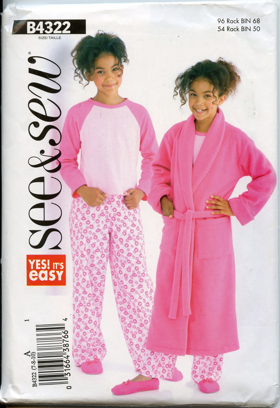 Very Easy Girls Pajama Pattern Sewing Pattern Girls Robe Pattern Size 7 ...