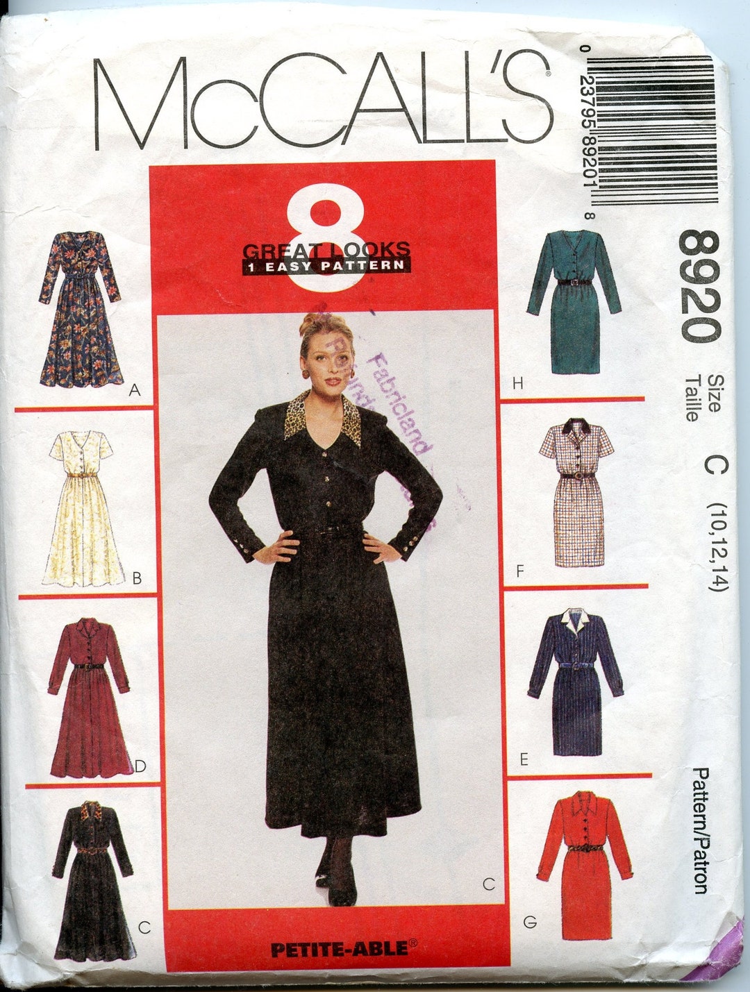 Women's Button Front Dress Pattern Gathered at Waist Size 10 12 14 Bust ...
