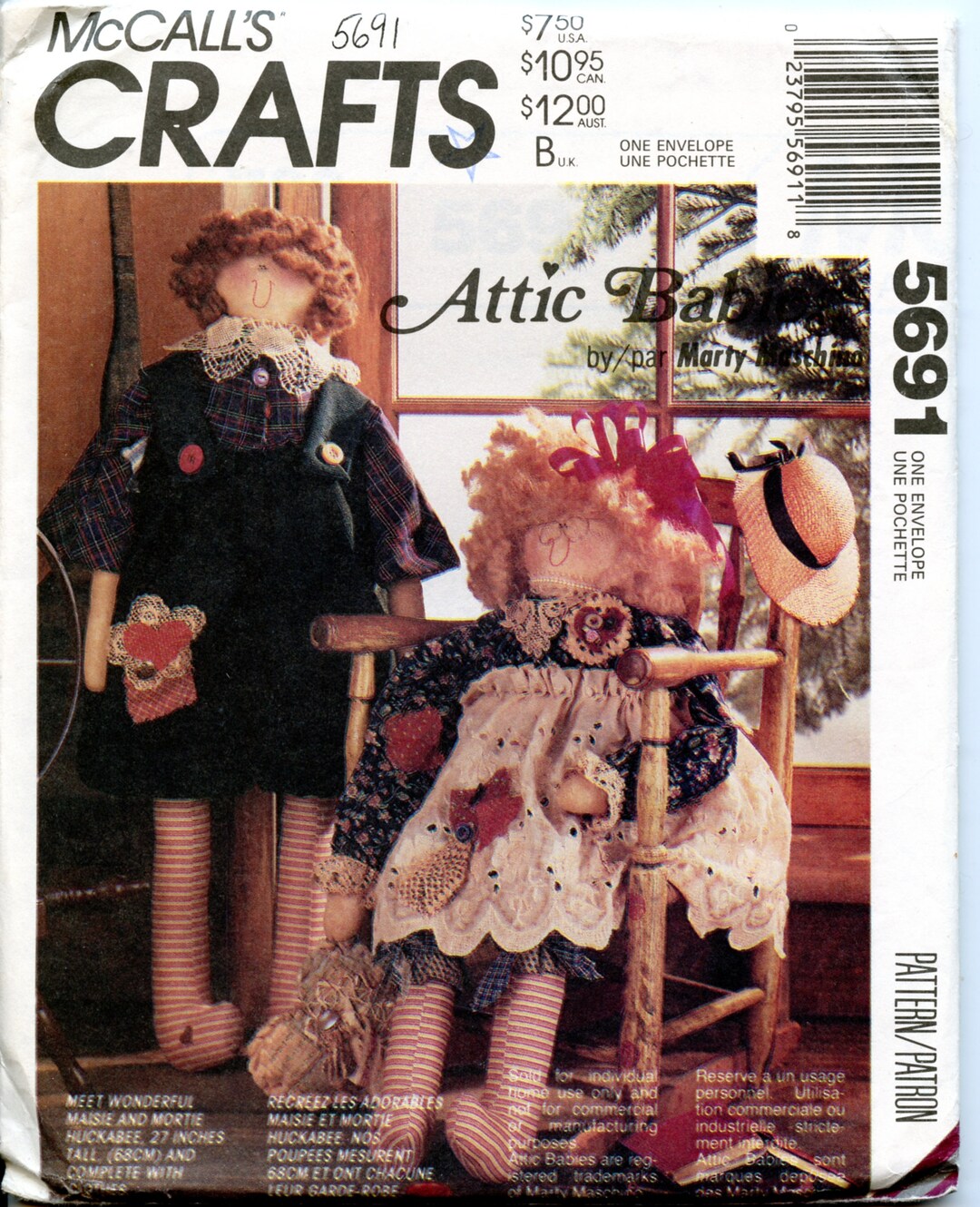 27 Inch Doll Sewing Pattern Country, Rustic Doll, Classic Toy Pattern ...