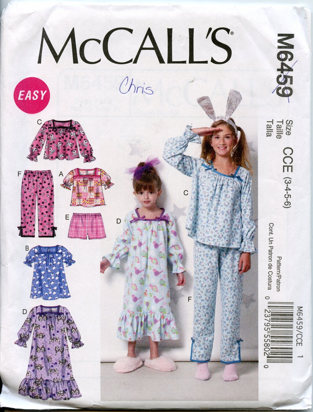 Girls Sleepwear Sewing Pattern Girls Nightgown Pattern, Top and Bottoms ...
