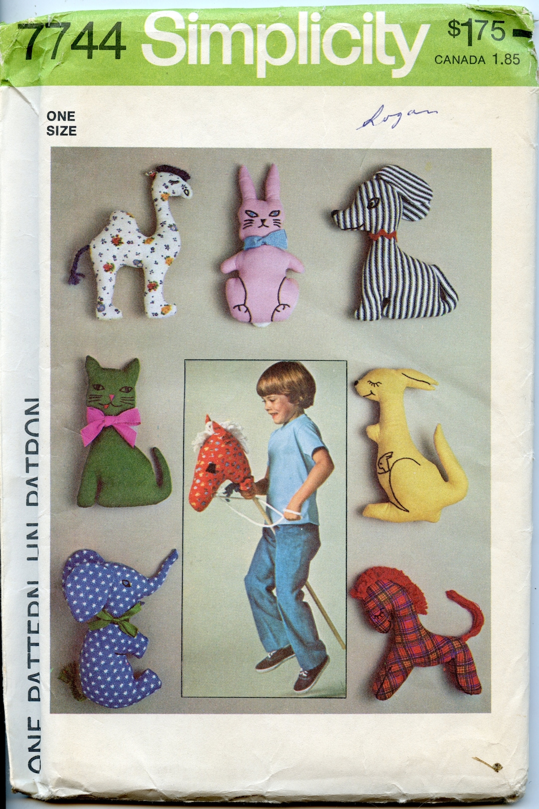 70s Minimalist Flat Stuffed Animal Sewing Pattern Camel, Rabbit, Dog ...