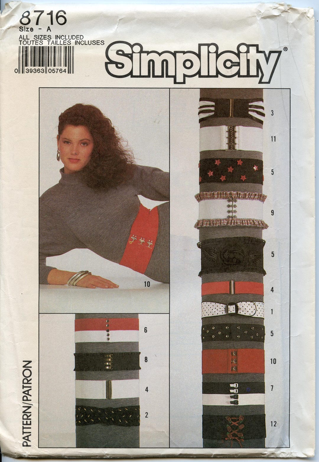 80's 12 Wide Belt Sewing Patterns - Waist 24 to 32" Simplicity 8716 ...