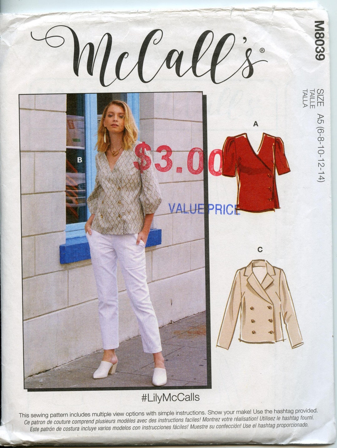 Double Breasted Top Sewing Patterns - Asymmetrical Closure Top Pattern ...