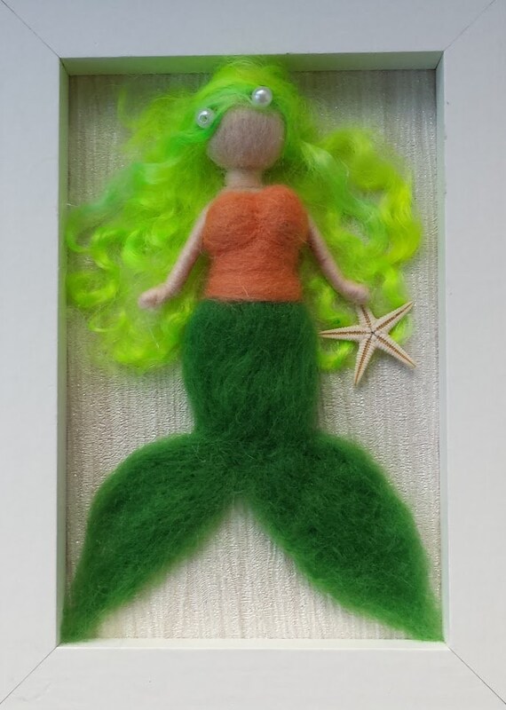 Mermaid Picture Needle Felted Mermaid Green Mermaid Wall | Etsy