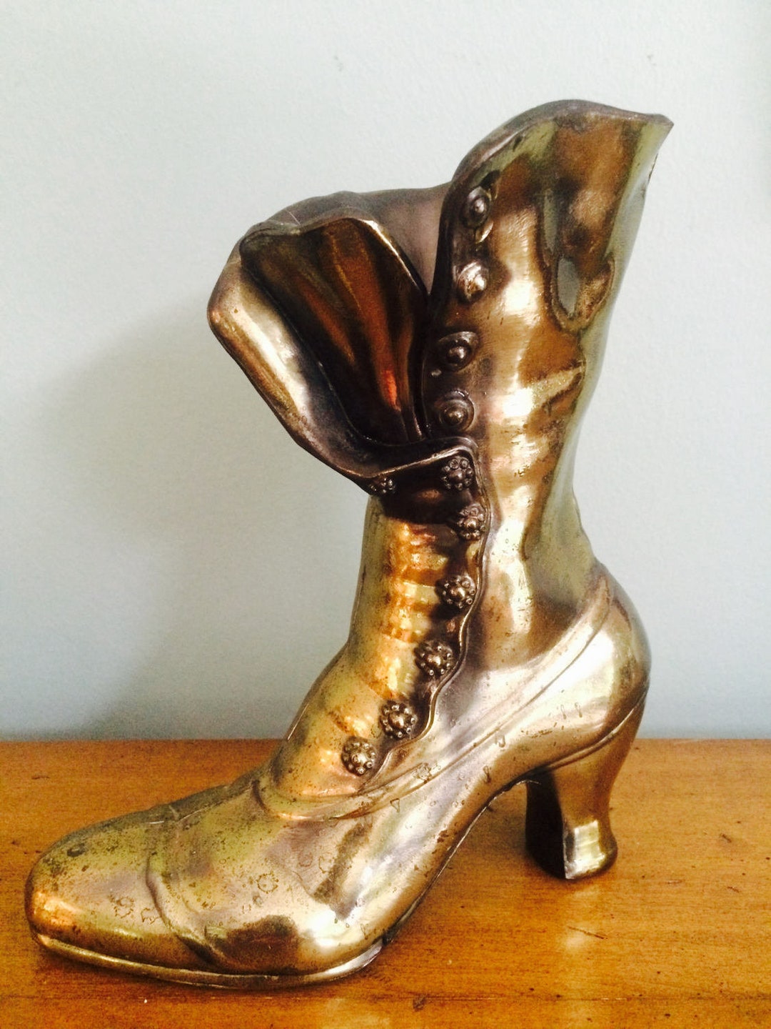Steampunk Home Decor, Victorian Boot Brass Vase, Victorian Vase ...