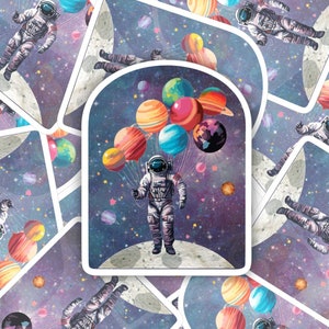 Astronaut on the Moon | Holographic Glossyvinyl Sticker | Space ...