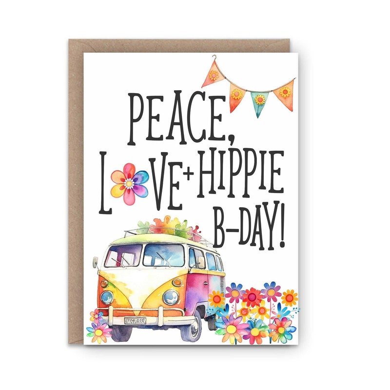 Hippie Printable Birthday Card - Etsy