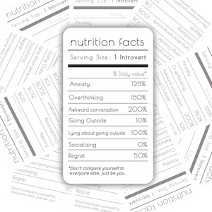 Introvert | Vinyl Sticker | Anxiety | Facts | Water Bottle, Laptop ...