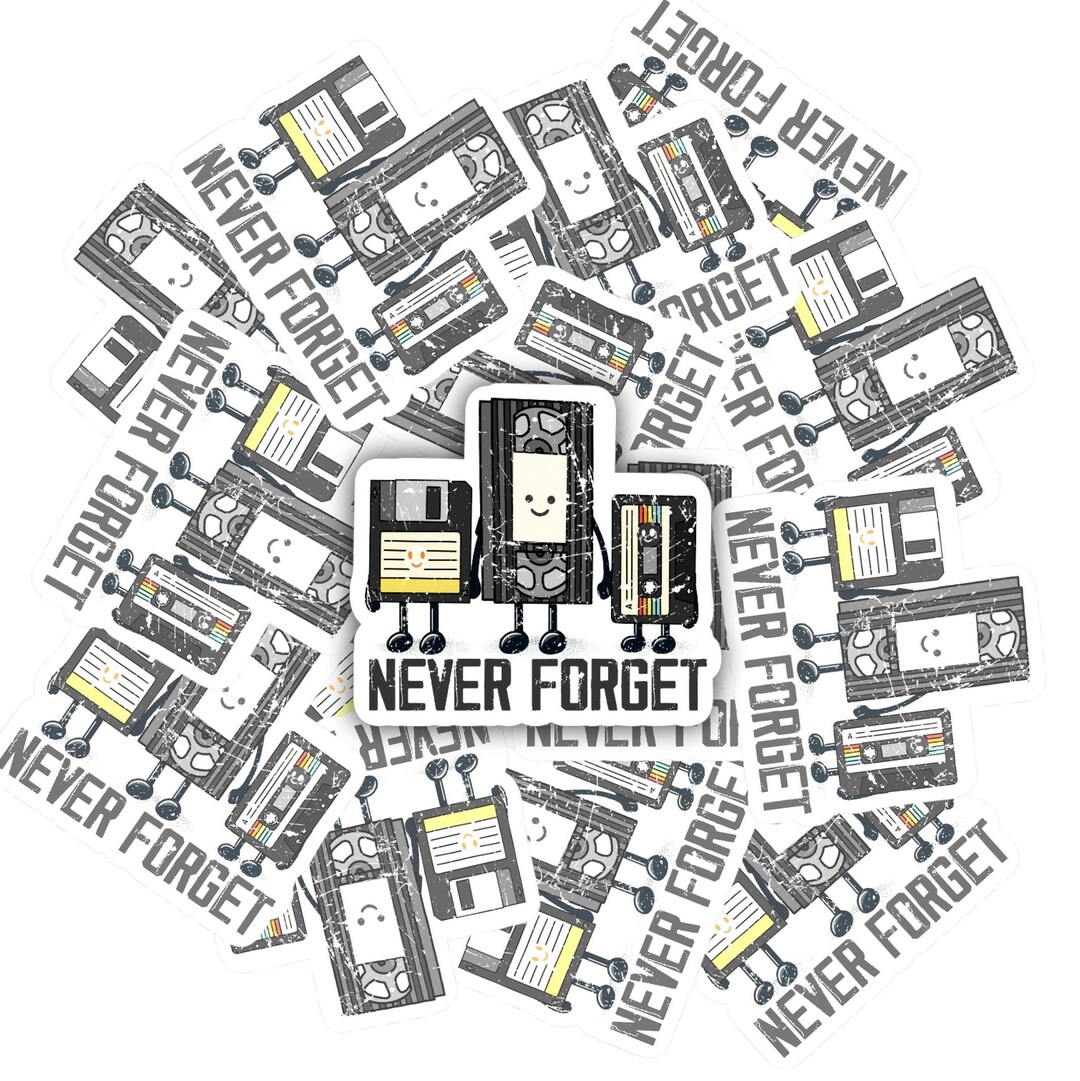 Never Forget | Retro | Matte Vinyl Sticker | VHS | Water Bottle, Laptop ...