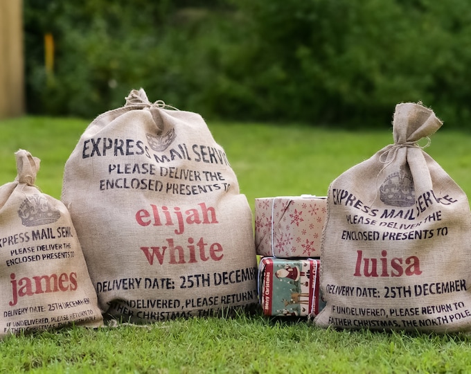 Burlap Christmas Present Santa Bag Sack - Etsy