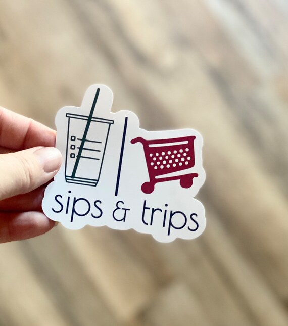 Sips and Trips Vinyl Sticker Target Coffee water - Etsy