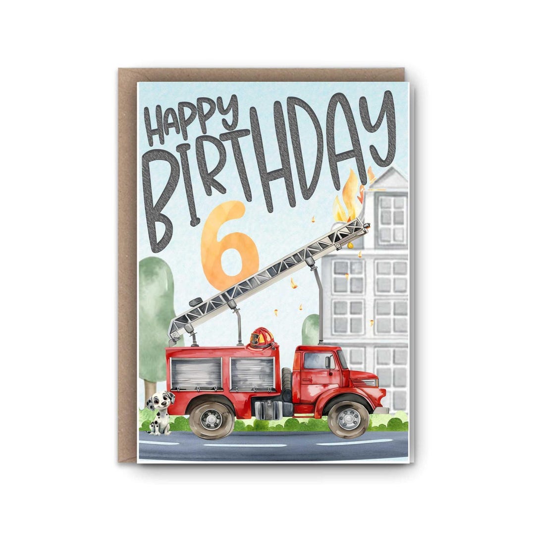Happy Birthday | Fire Truck | Fireman | Birthday | Kid Card ...