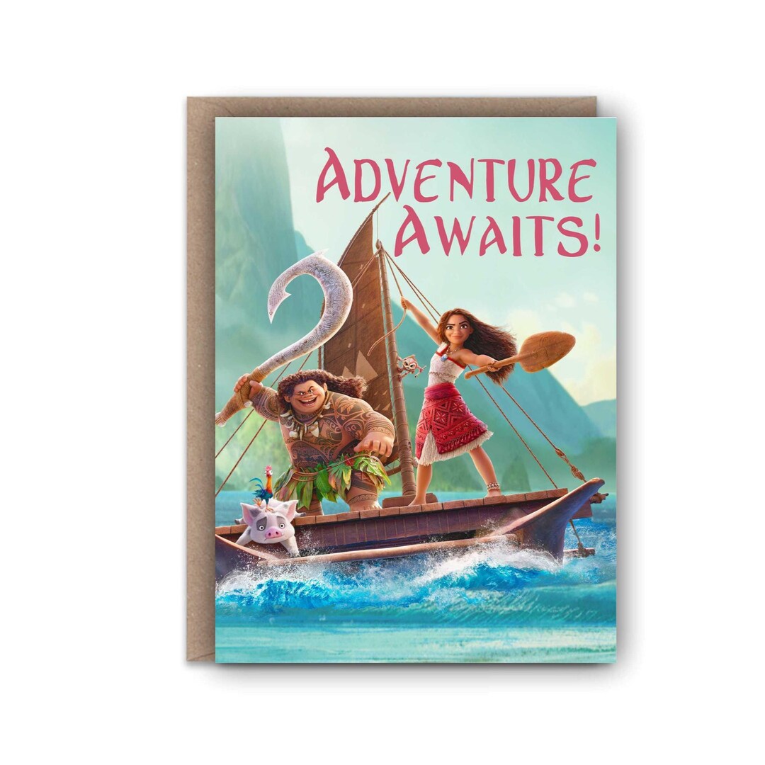 Adventure Awaits! | Moana | Birthday Card | Kid Birthday Card | Blank ...