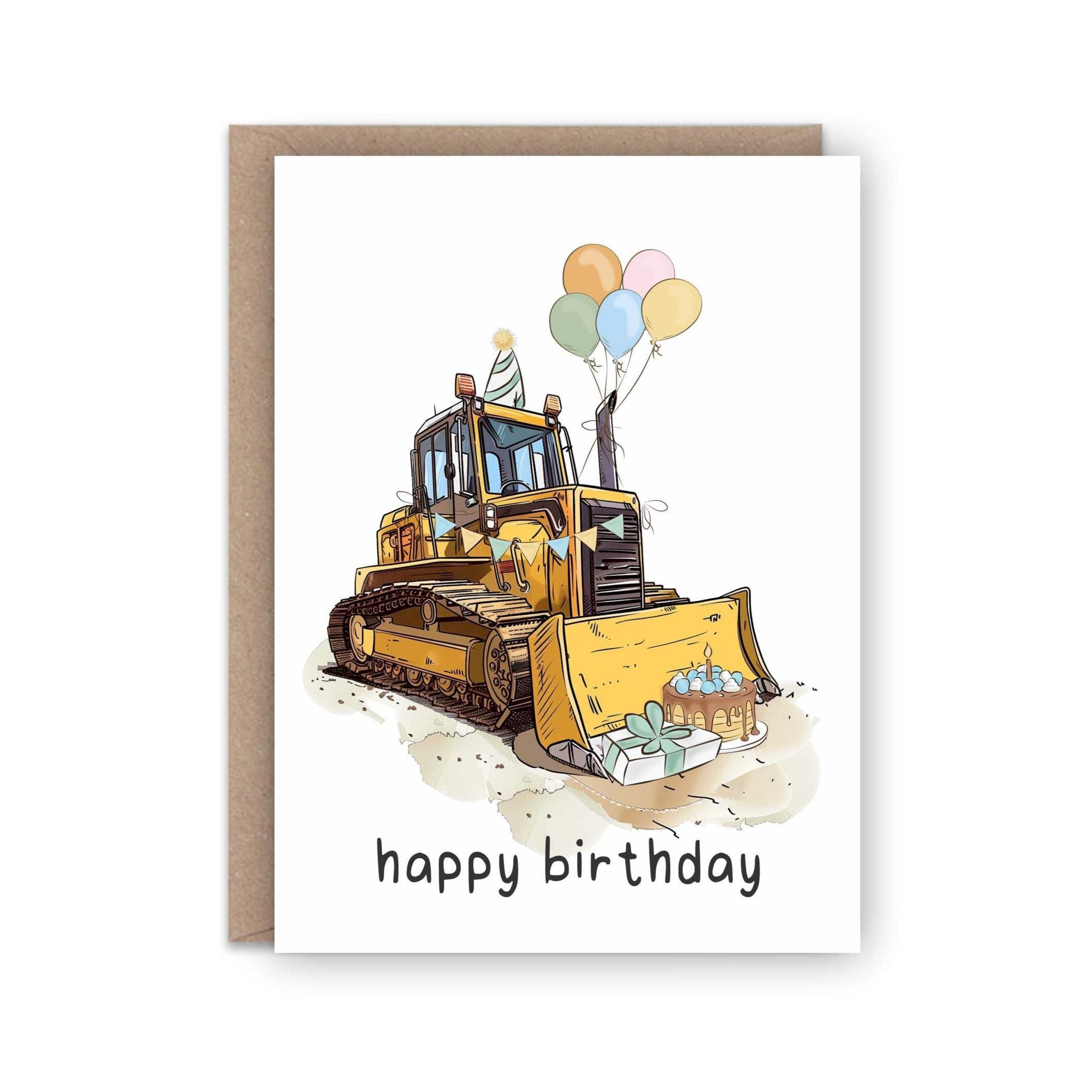 Happy Birthday | Bulldozer | Construction Card | Birthday | Kid Card ...