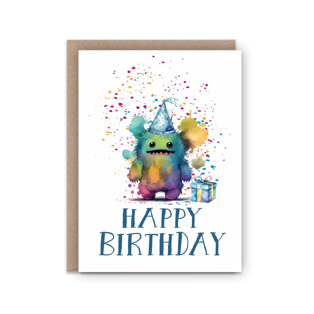 Happy Birthday | Monster | Birthday Card | Encouragement | Blank Cards ...
